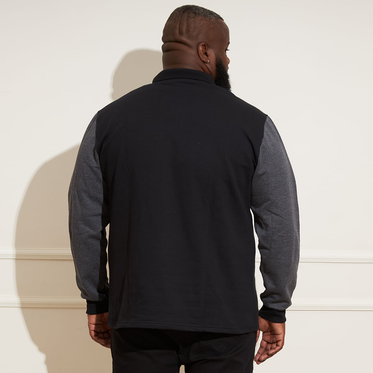 Polo Masculina Plus Size Manga Longa