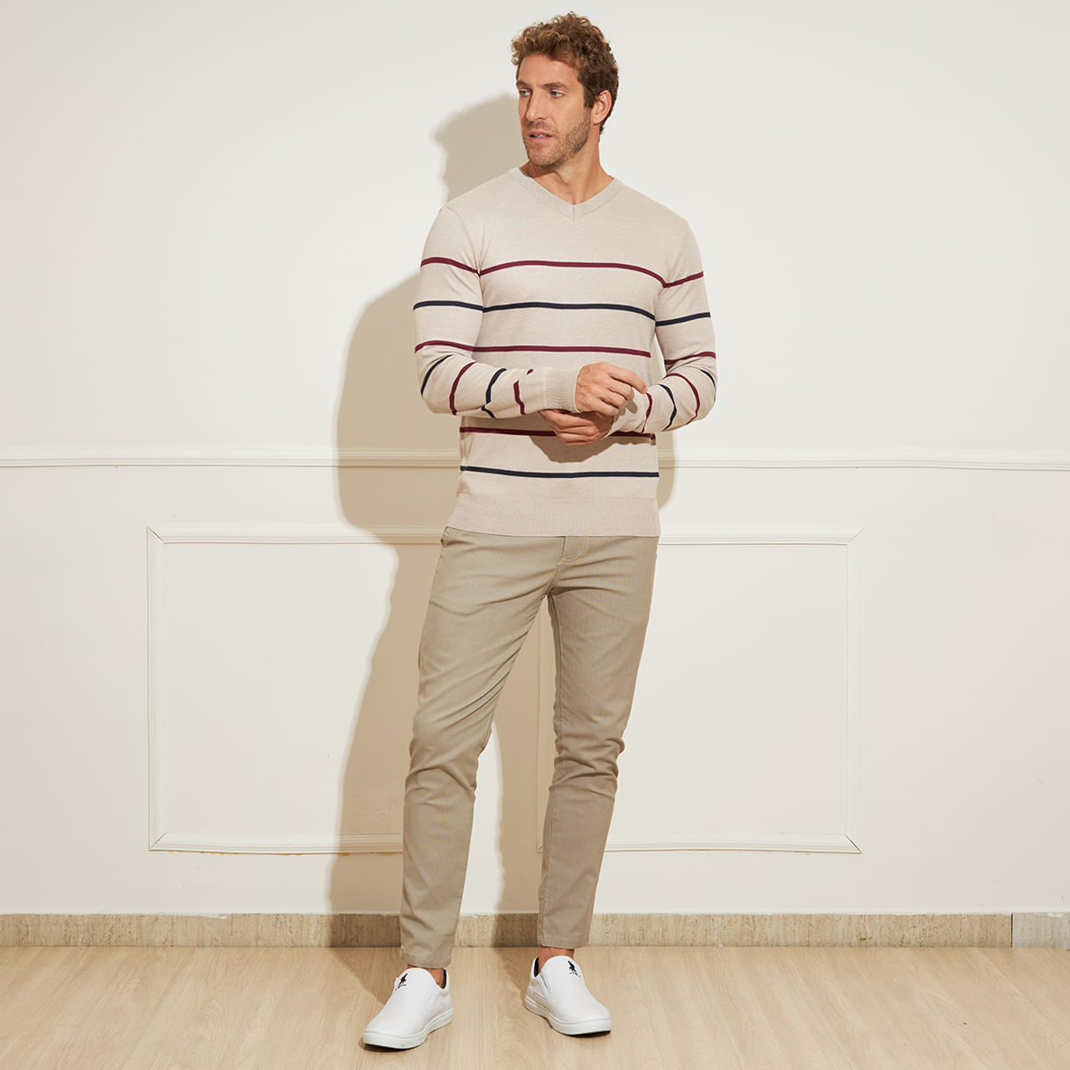 Suéter Masculino Basic Sou Listrado