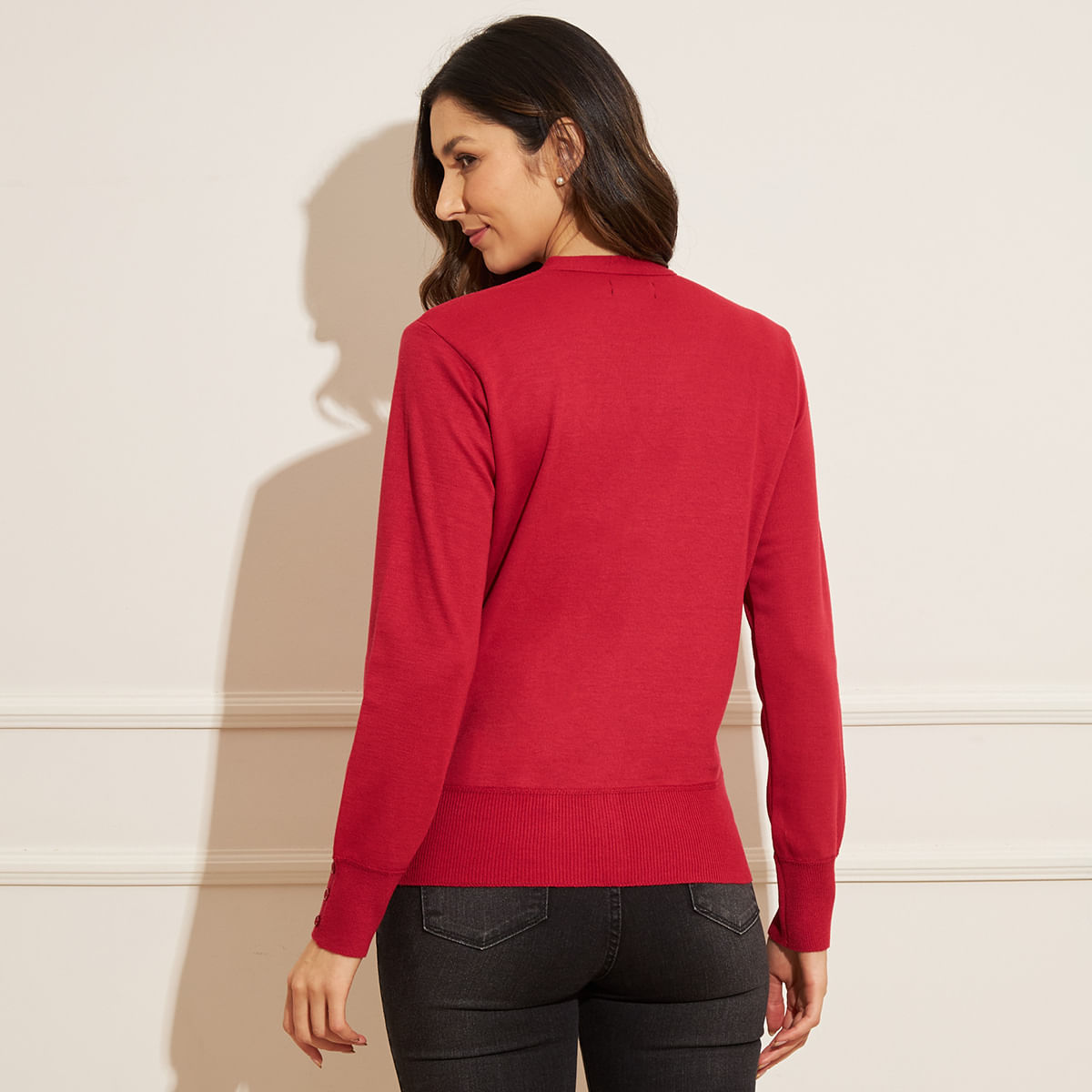 Cardigan Feminino Basic Sou Gola V - Vermelho