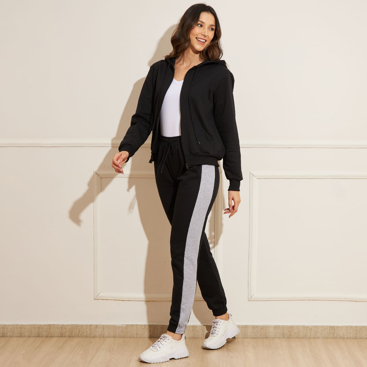 Blusa de Moletom Feminino Basic Sou com Capuz - Preto