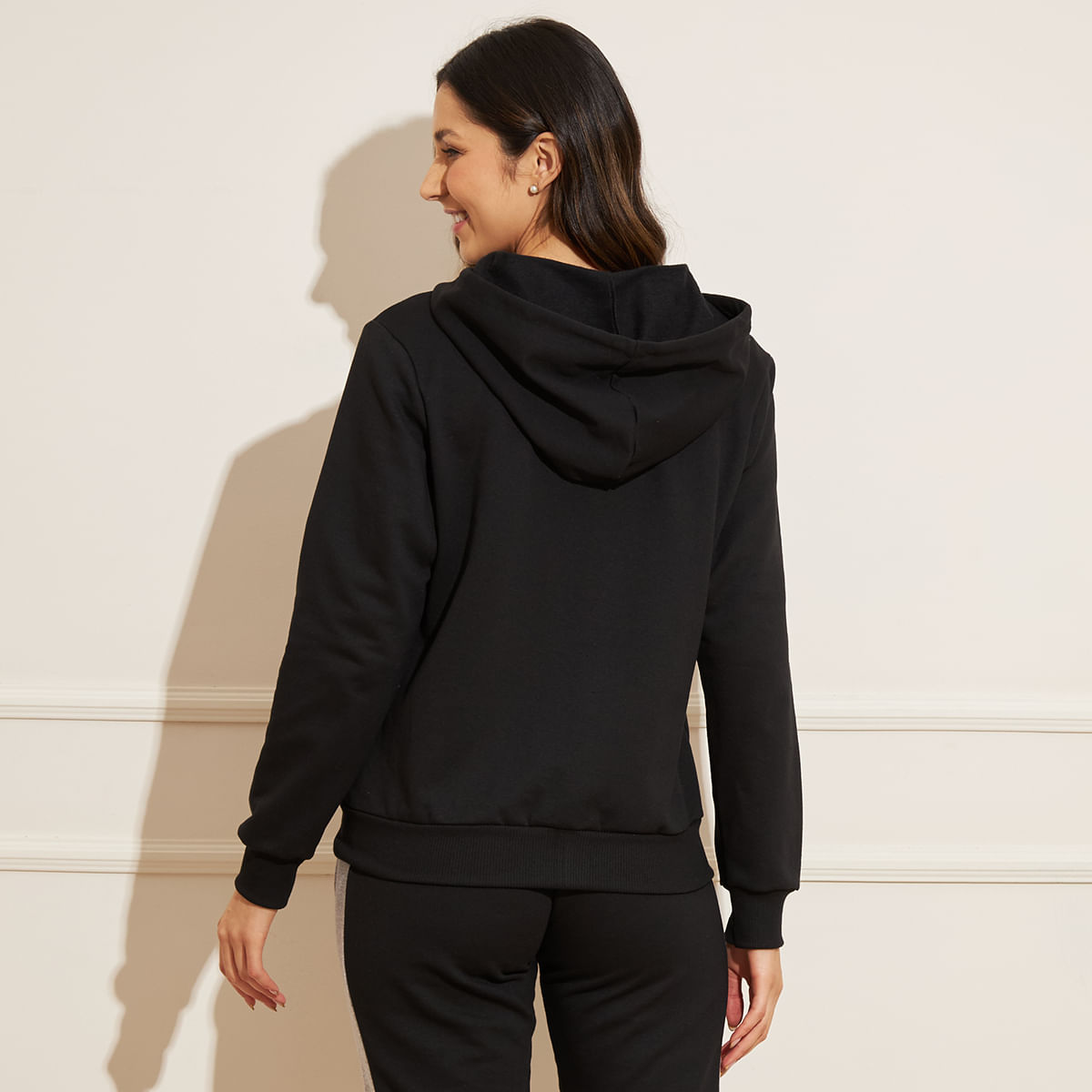 Blusa de Moletom Feminino Basic Sou com Capuz - Preto