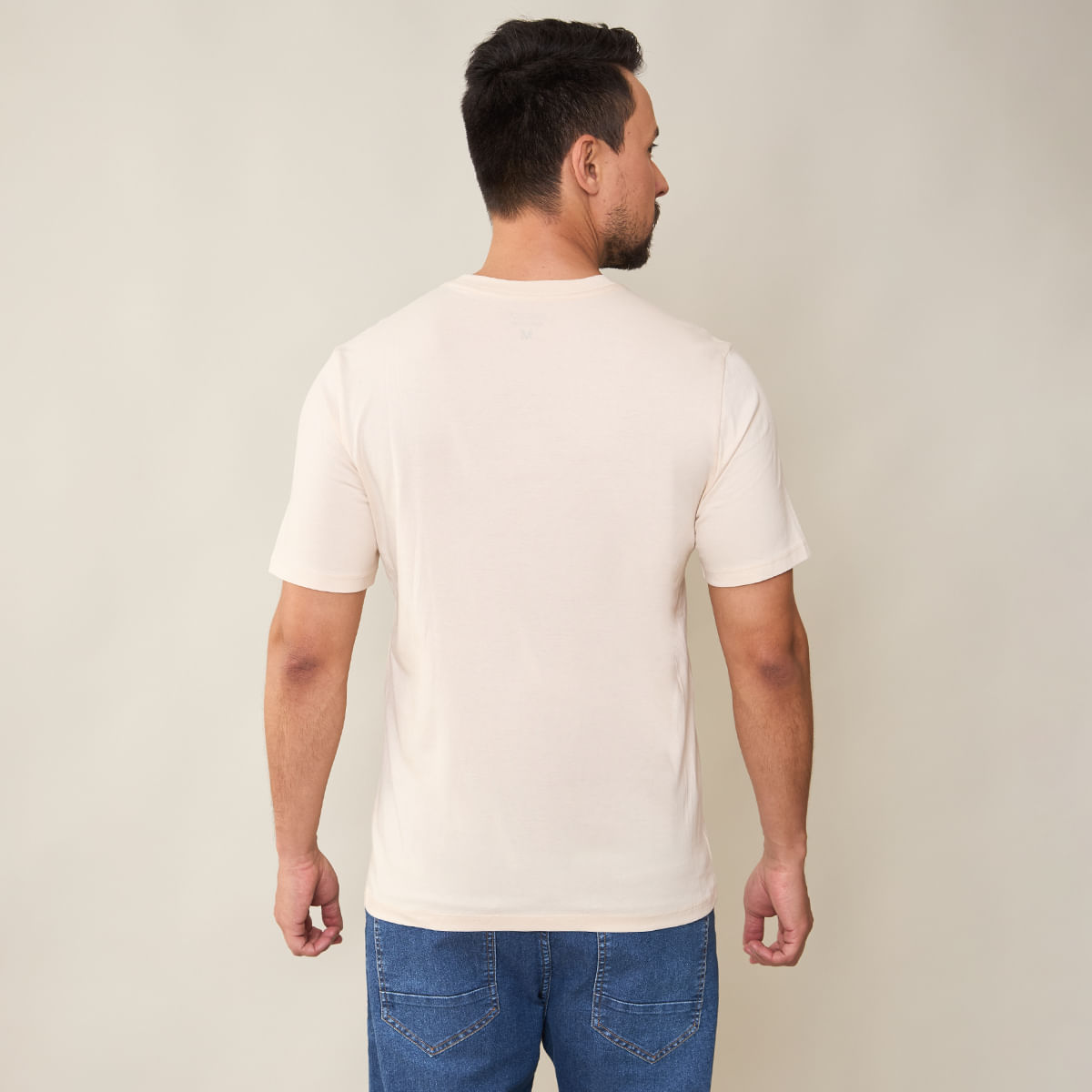 Camiseta Masculina Algodão Peruano Bege Basic Sou