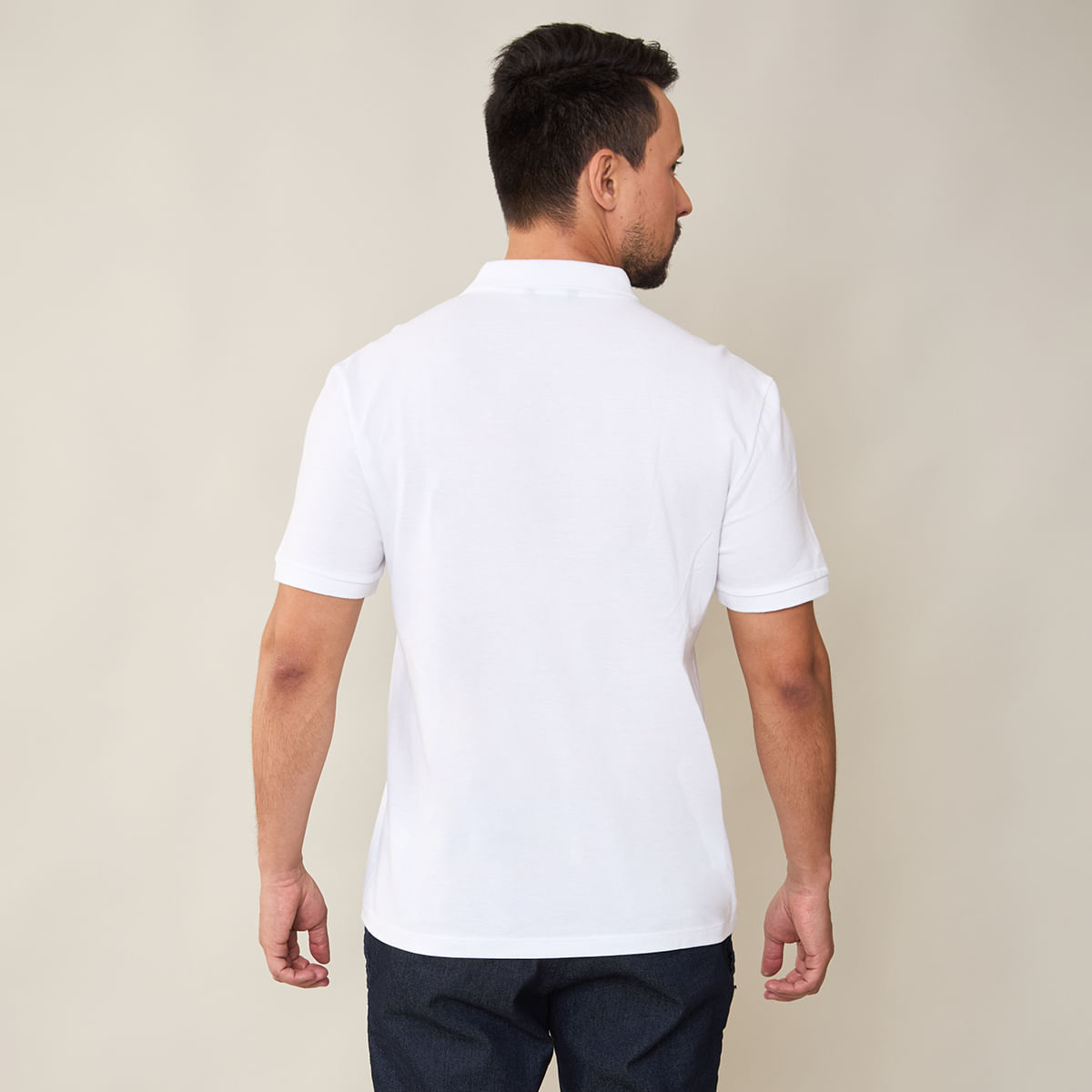 Camisa Polo Masculina Algodão Peruano Branca Basic Sou