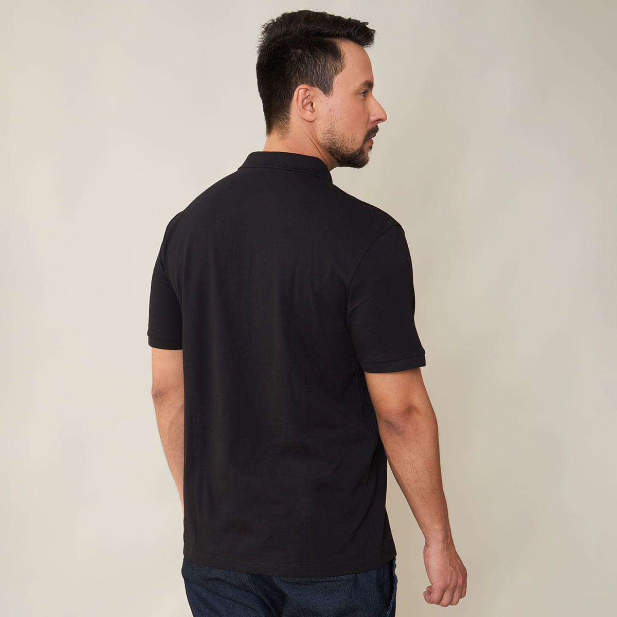 Camisa Polo Masculina Algodão Peruano Preta Basic Sou