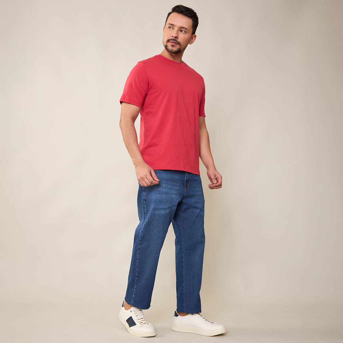 Camiseta Masculina Algodão Peruano Vermelha Basic Sou